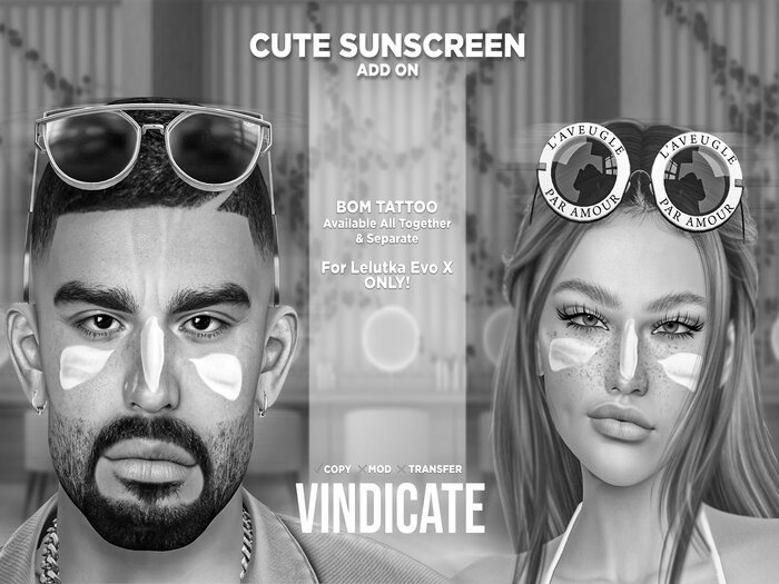 Second Life Marketplace - [VINDICATE] - Cute Sunscreen BOM DEMO